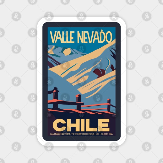 A Vintage Travel Art of Valle Nevado - Chile - Valle Nevado - Magnet ...
