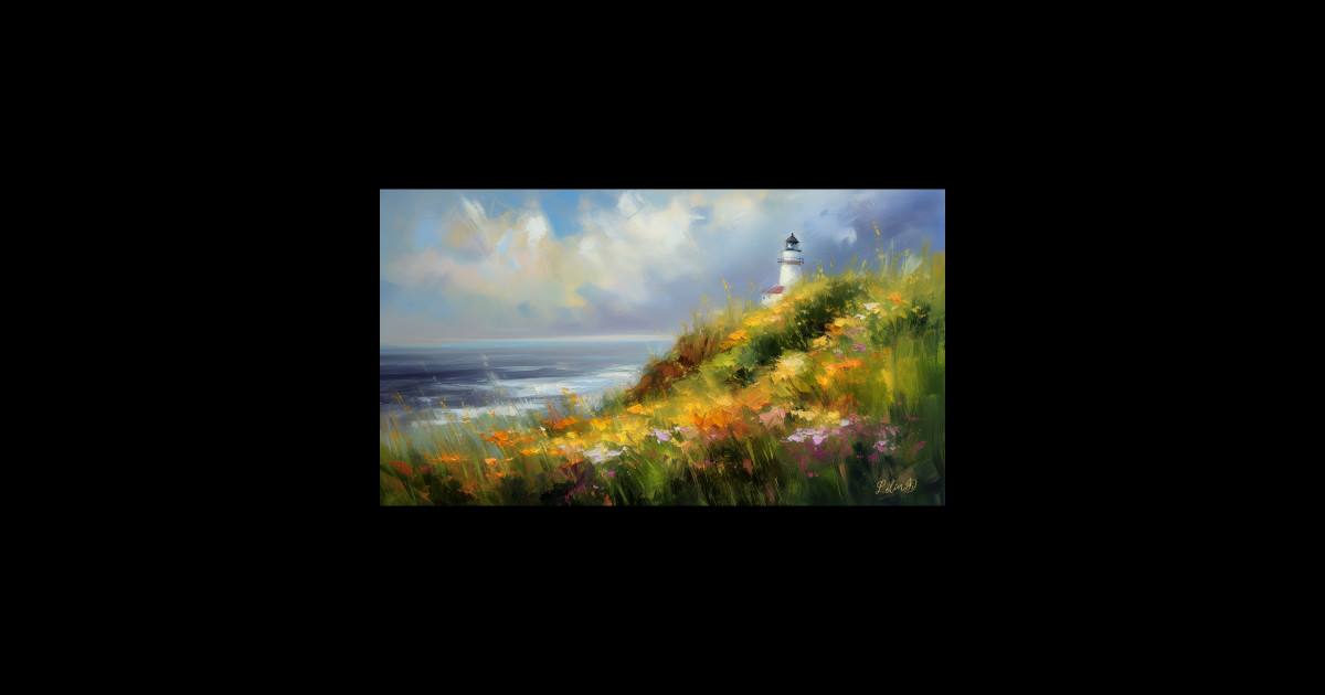 Lighthouse coastal summer scene - Lighthouse - Sticker | TeePublic