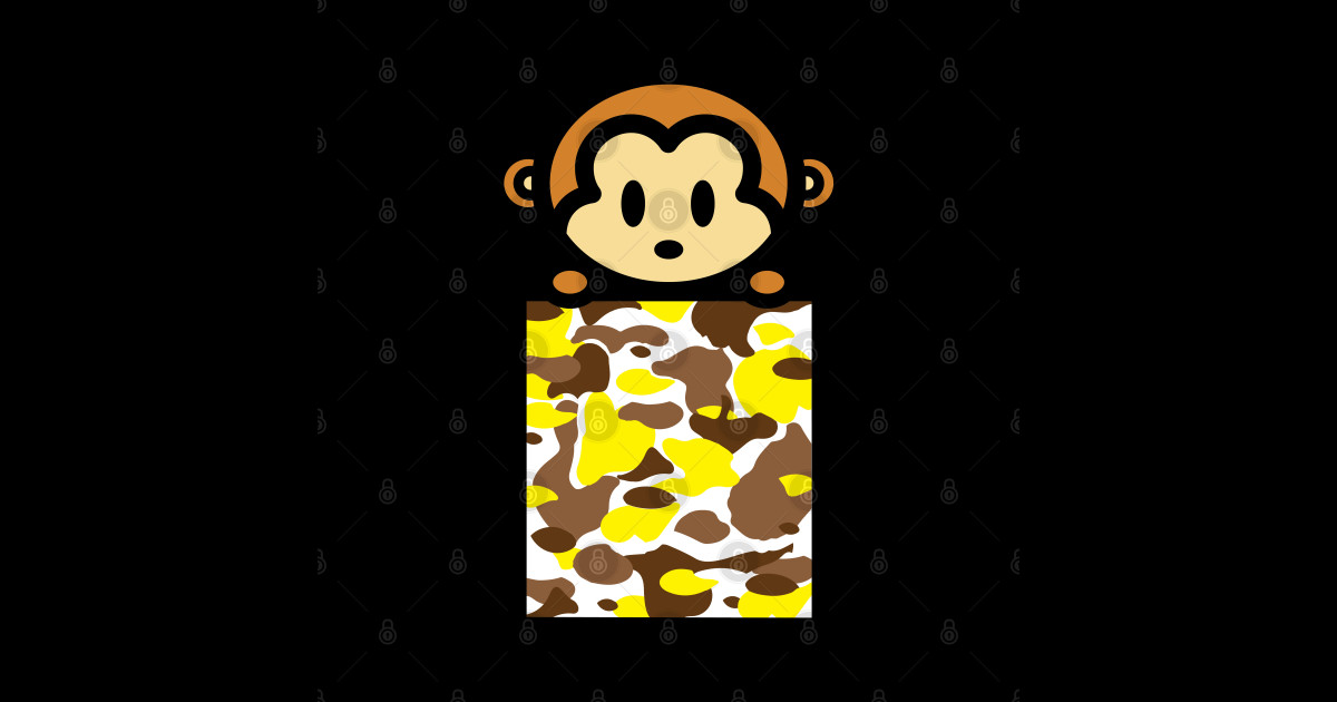 Monkey Pocket Camo Bambu Brand Anime Cartoon - Monkey - Sticker | TeePublic
