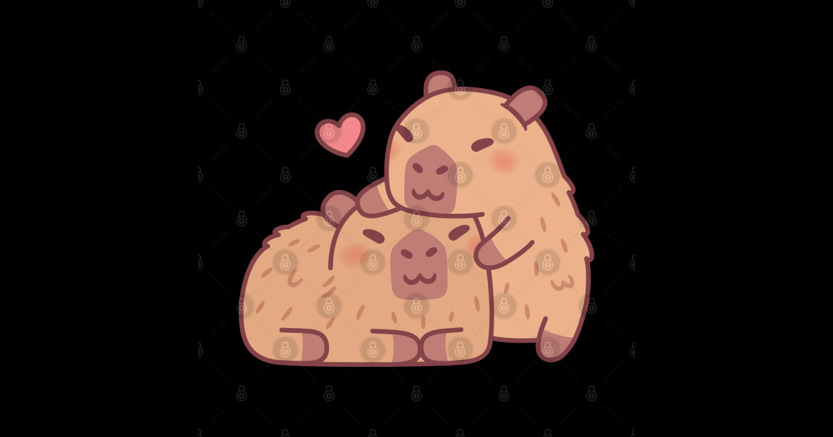 Cute Capybara Hugs Valentines Day - Cute Capybara - Posters and Art ...
