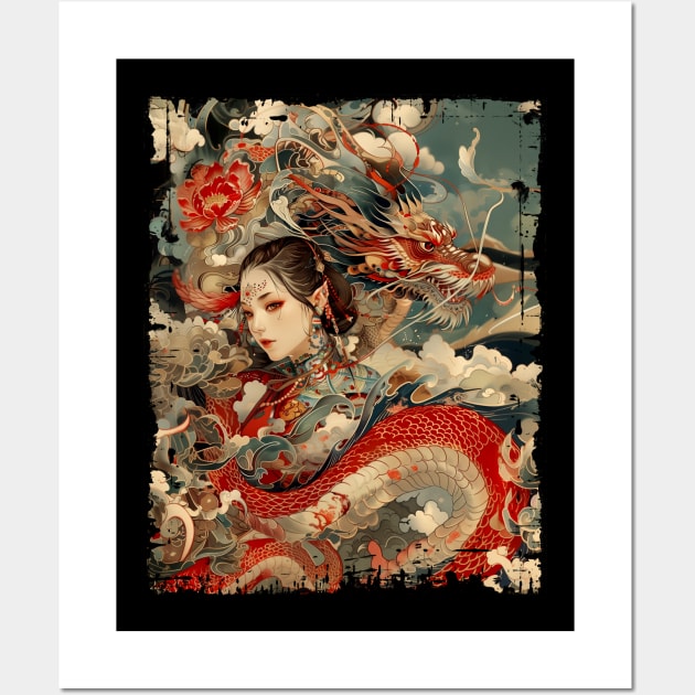 Asian Dragon with Girl Vintage - Asian Dragon - Posters and Art Prints ...