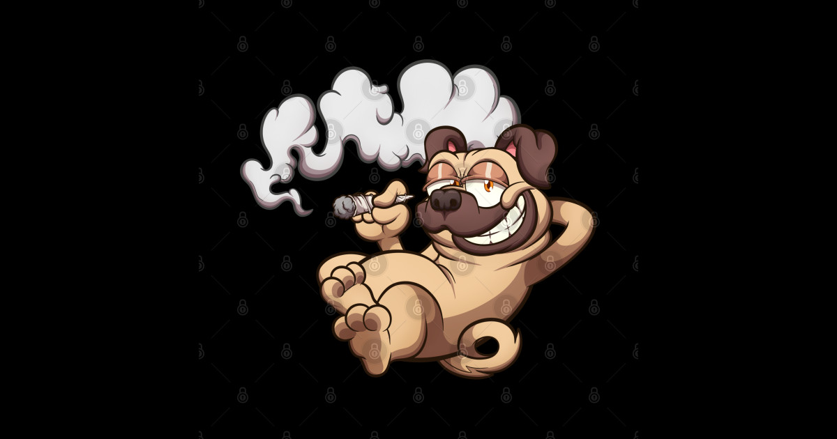 Pug Smoking A Joint - Pug Smoking A Joint - Sticker | TeePublic