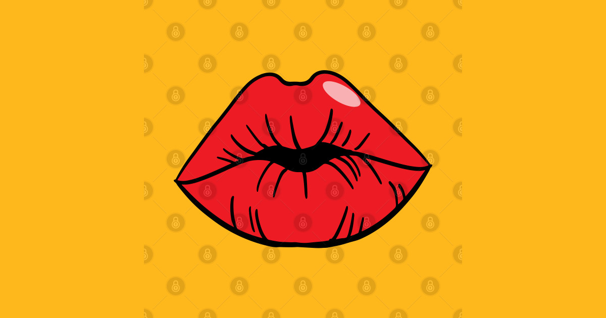 The red lip cartoon drawing - Lips - T-Shirt | TeePublic