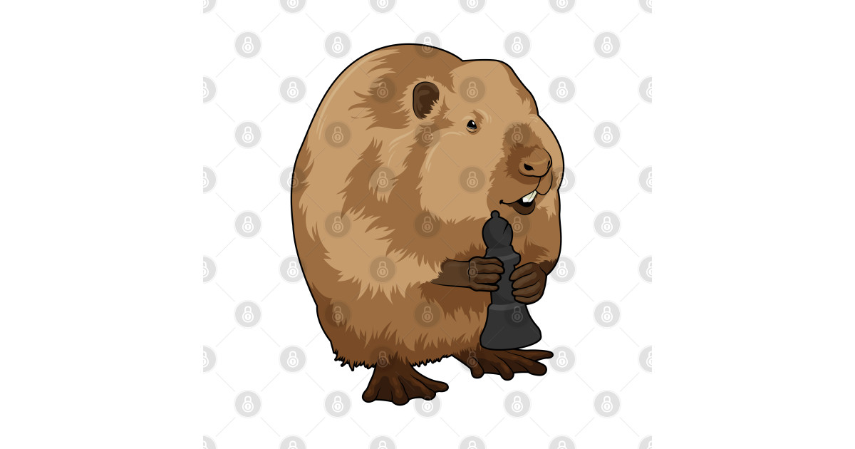 Beaver at Chess with Chess piece Bishop - Chess Player - T-Shirt ...