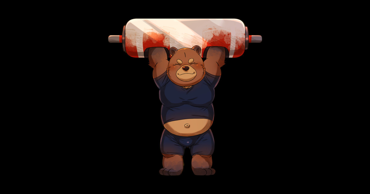 Professor Bear Log Lift - Xlottoala - Sticker | TeePublic