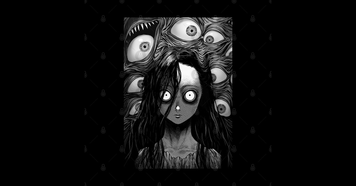 Creepy manga horror - Scary Ghost halloween Haunted - Horror Fan Gift ...