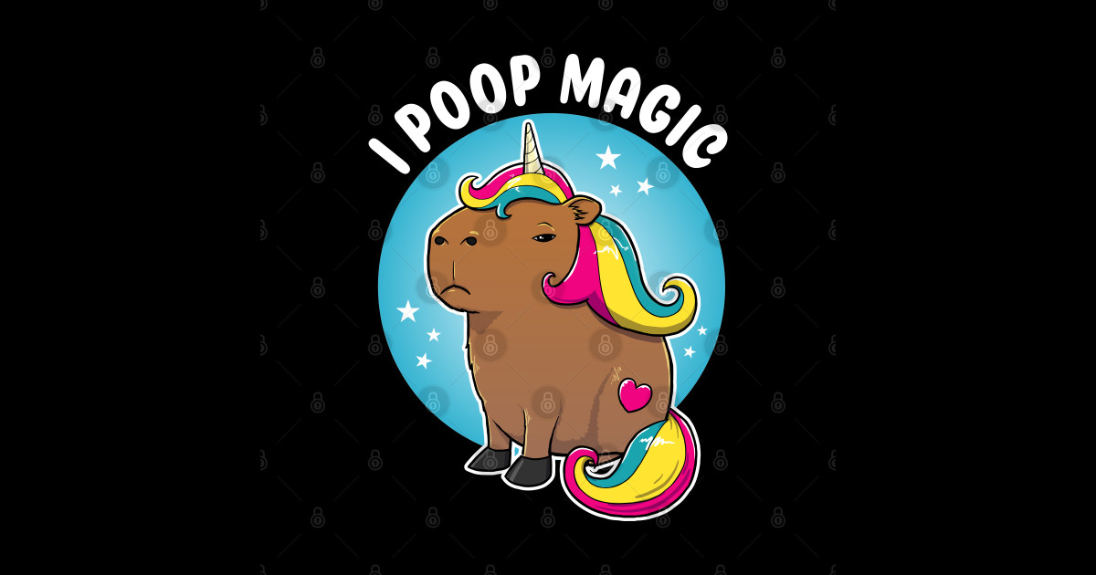 I poop magic Cartoon Capybara Unicorn - Funny Capybara - Sticker ...