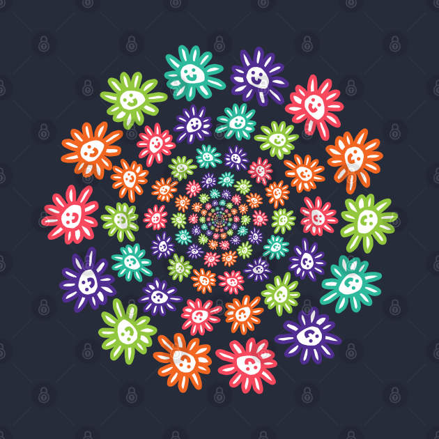 Ever Decreasing Circles Daisy Flowers Smiley Face - Flowers - T-Shirt ...