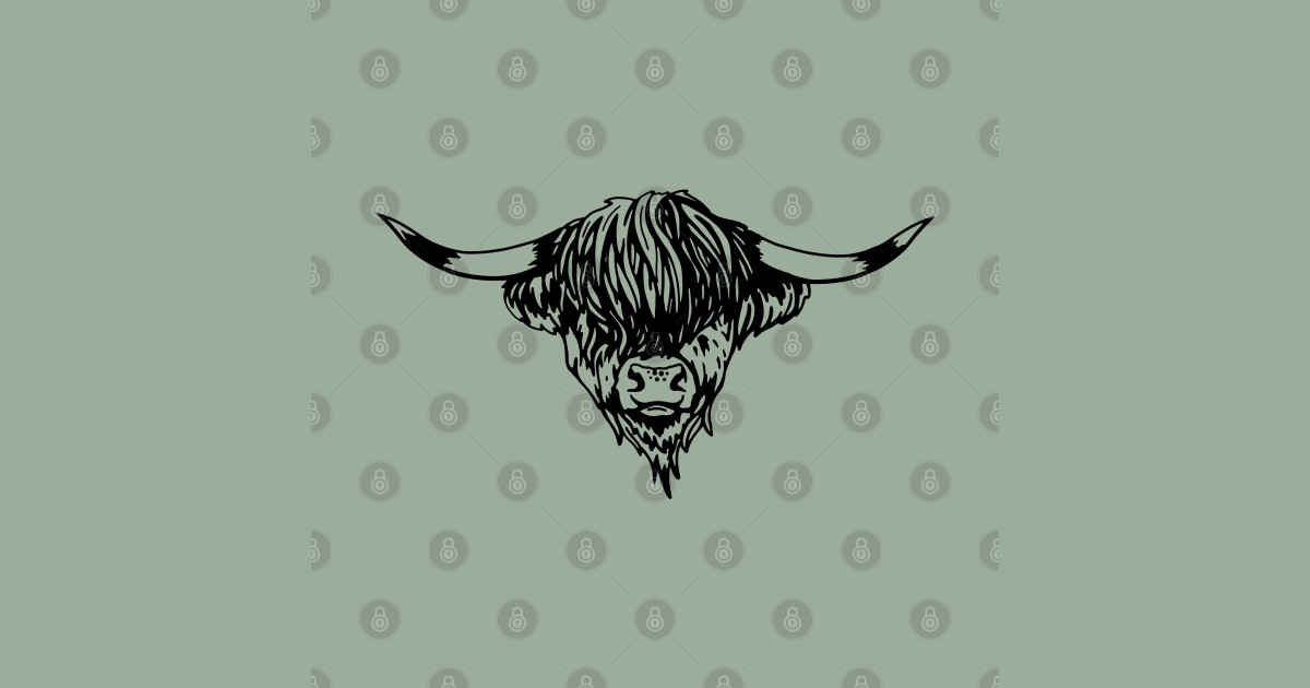 Scottish Highland Cow Line Art - Highland Cow - T-Shirt | TeePublic