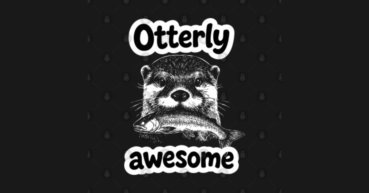 Otterly Awesome Rainbow otter Holding Fish Funny Cute Awesome Otter ...