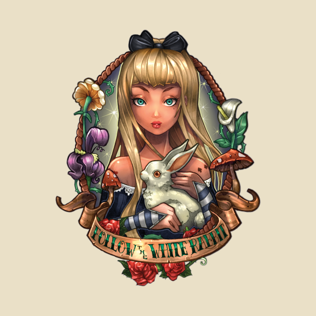 Follow The White Rabbit - Alice In Wonderland - T-Shirt | TeePublic