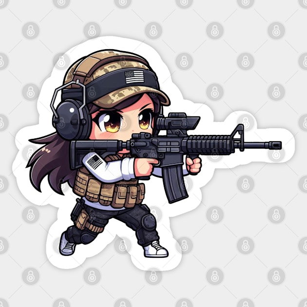 Tactical Chibi Girl - Chibi - Sticker | TeePublic