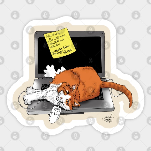 Laptop Cat - Cat On Laptop - Sticker | TeePublic