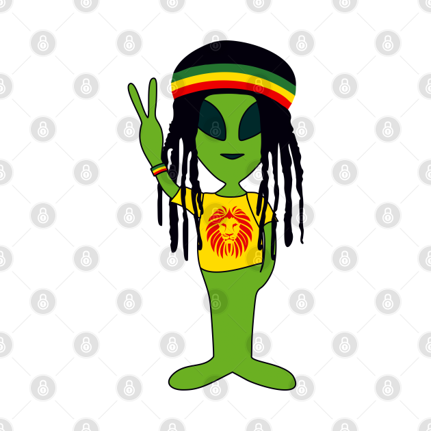 Peace Alien - Rasta Reggae Friend - Lion T-Shirt - Alien Reggae - Mug ...