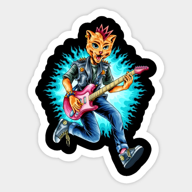 Punk Rock Cat - Pet Lovers - Sticker | TeePublic