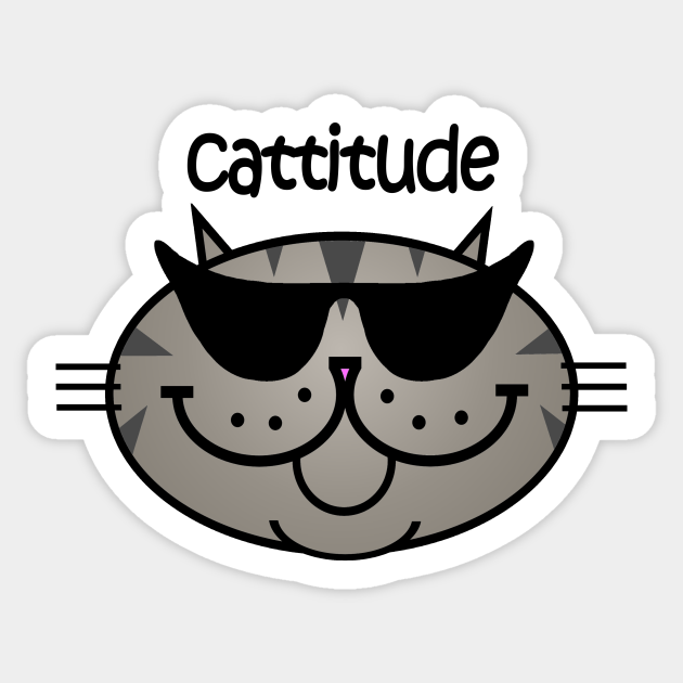 CATTITUDE 2 - Tabby Cat - Cattitude - Sticker | TeePublic