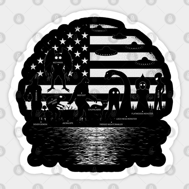 Cryptid Bigfoot American Flag - Bigfoot American Flag - Sticker | TeePublic