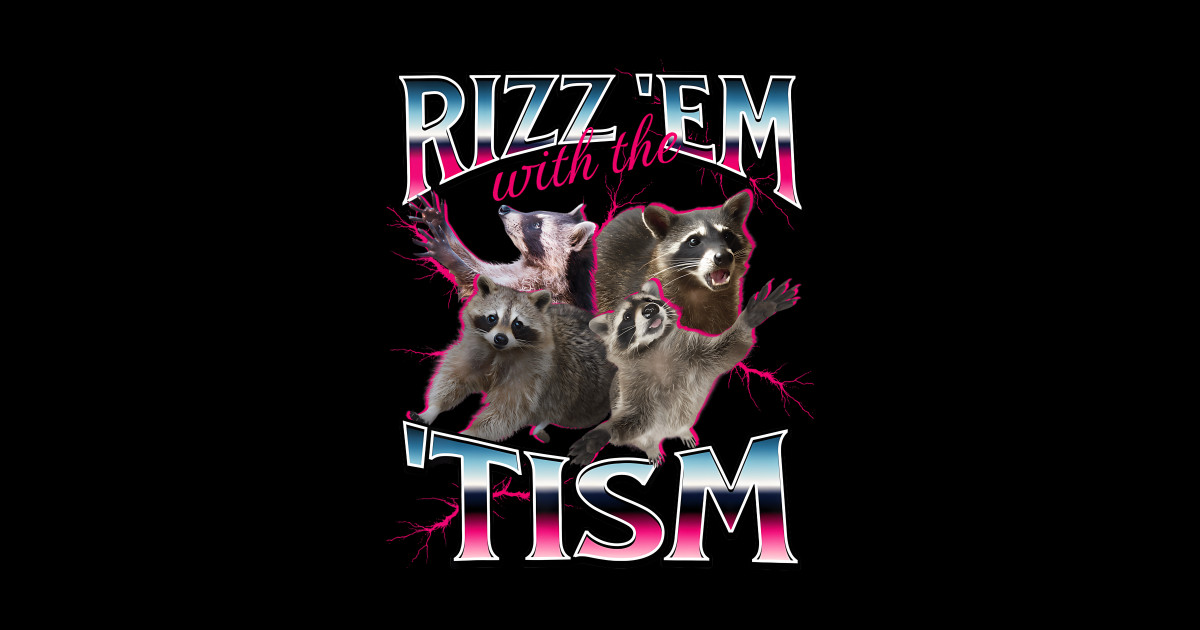 Autism Funny Rizz Em With The Tism Meme Autistic Racoon - Rizz Em With ...