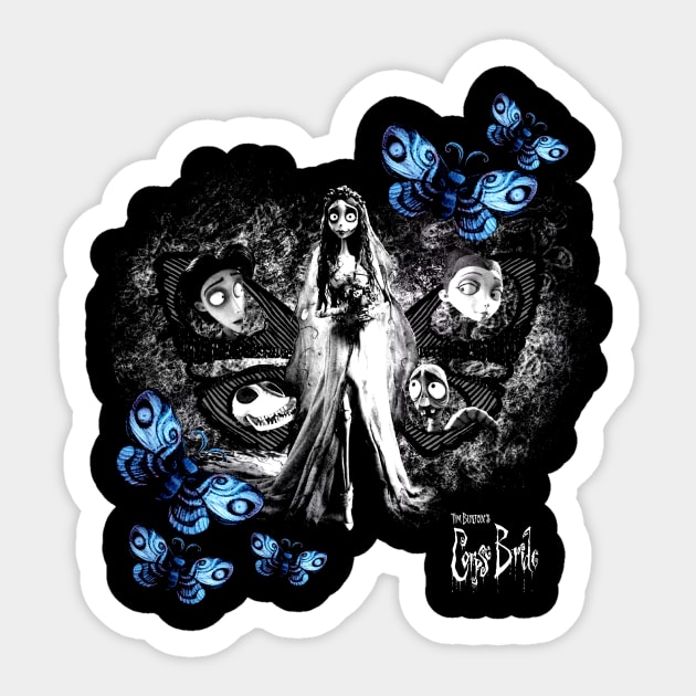 Tim Burton Corpse Bride Emily Butterflies - Corpse Bride - Sticker ...