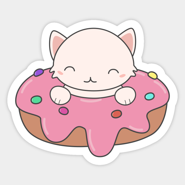 Kawaii Cute Donut Cat T-Shirt - Cute Cats - Sticker | TeePublic