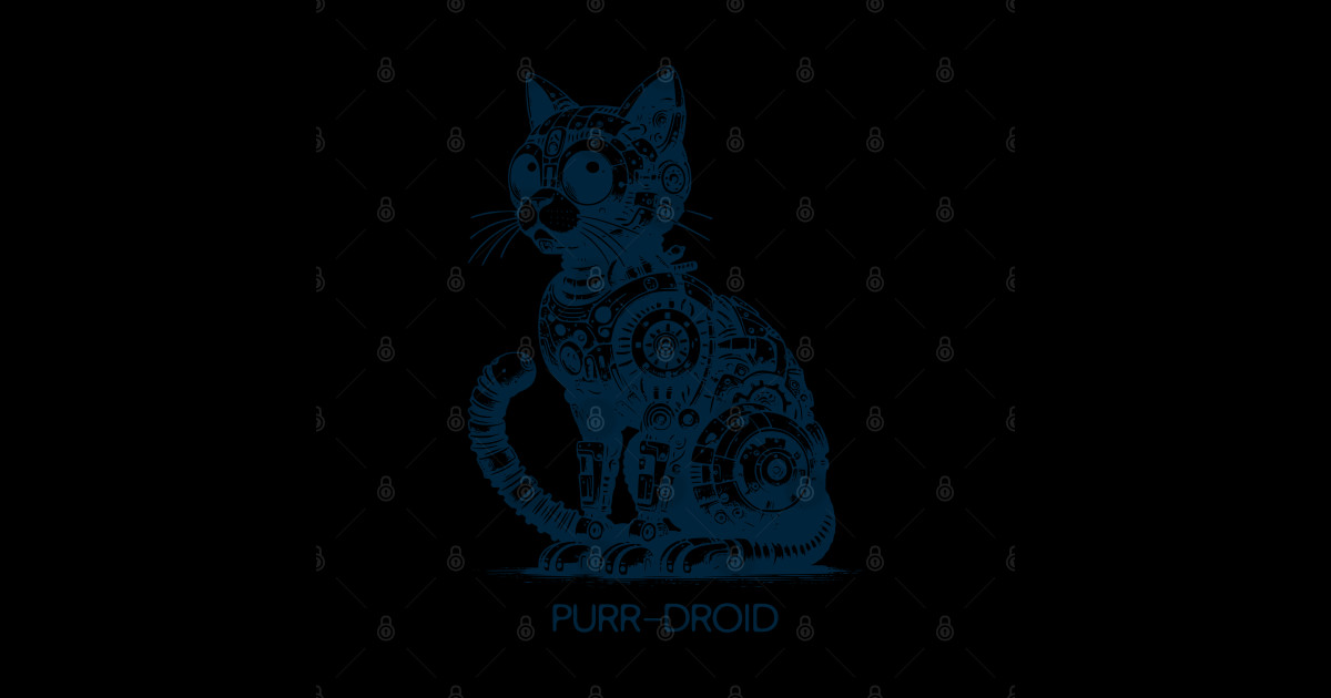 Purr-droid Robot Cat - Robot Cat - Posters and Art Prints | TeePublic