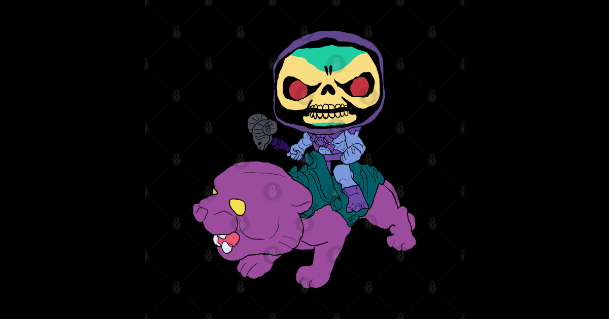 Skeletor riding Panthor - Skeletor - Sticker | TeePublic