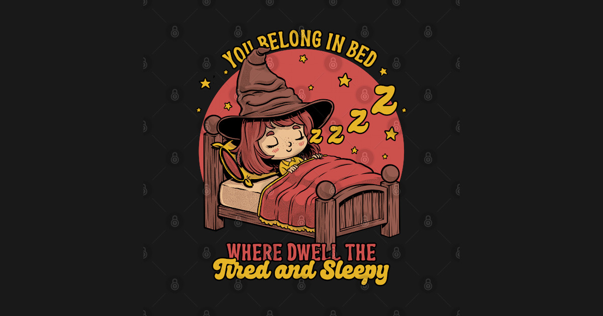 Witch Sleeping in Bed - Cute Magical Movie - Magical School - T-Shirt ...