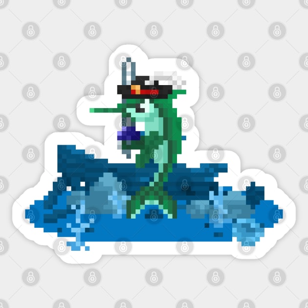 Pixel Art SwordFish - Swordfish - Sticker | TeePublic