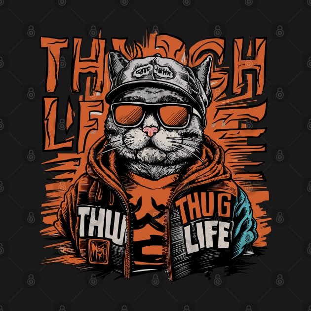 Thug Cat Life Design in Bold Colors - Thug Life - T-Shirt | TeePublic
