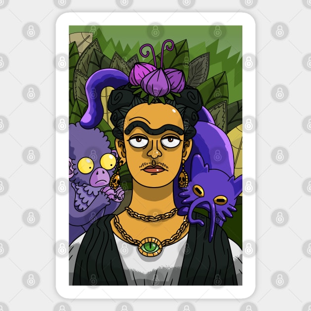 Fricka - Frida Kahlo and Rick tribute - Frida Kahlo Cartoon - Sticker ...