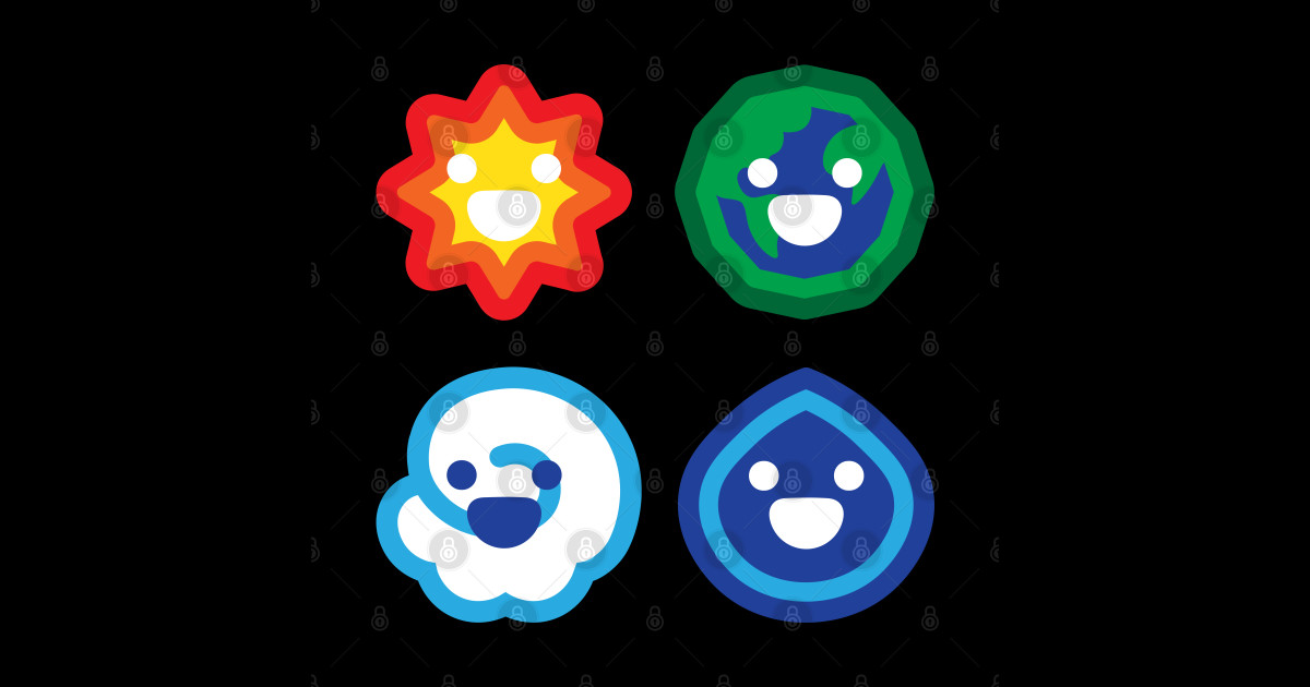 Cute Elemental Icons Pattern - Adorable Earth, Water, Air, and Fire ...