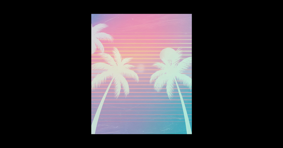 Retro Palm Trees Sunset Beach Vibes Tropical Summer - Retro Palm Trees ...