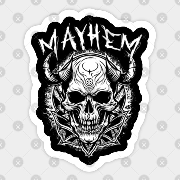Mayhem Horror Design - Mayhem - Sticker | TeePublic