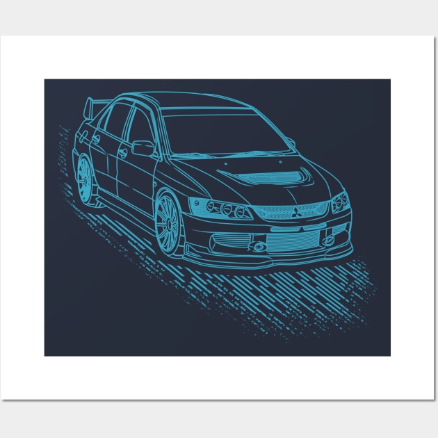 Mitsubishi Lancer EVO Lineart Blueprint - Lancer Evolution - Posters ...