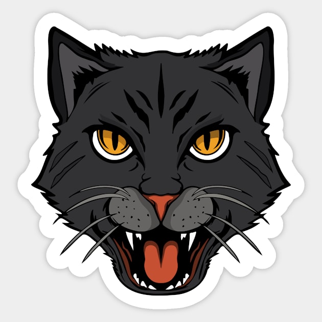 BLACK CAT - Black - Sticker | TeePublic