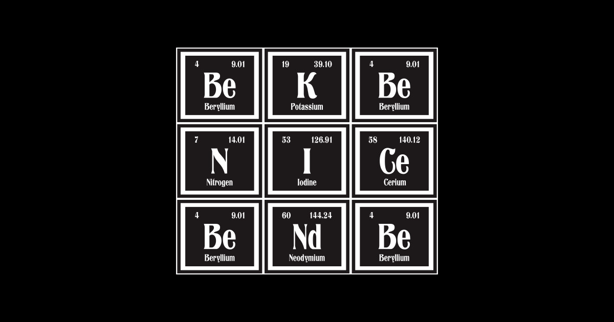 Be Nice Be Kind | Periodic Table of Elements - Be Nice Be Kind Elements ...