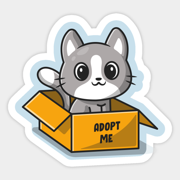 Cute Cat In Box Cartoon - Cute Cat In Box Cartoon - Sticker | TeePublic