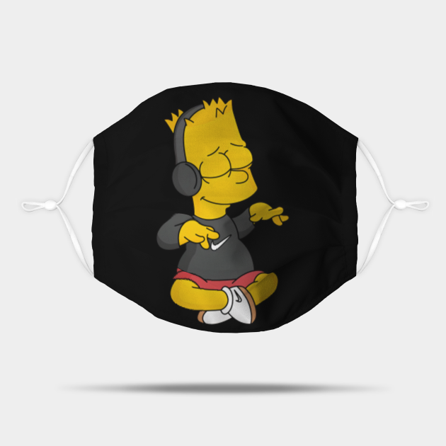 Simpsons Bart Simpson Listening To Music - Simpsons - Mask | TeePublic