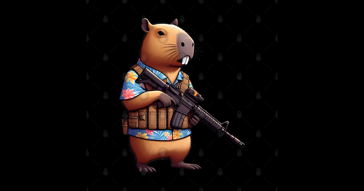 tactical capybara - Capybara - Sticker | TeePublic