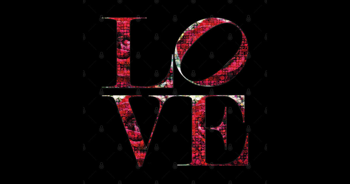 LOVE- Unique Love sign filled with tiny roses - Love Sign - Sticker ...
