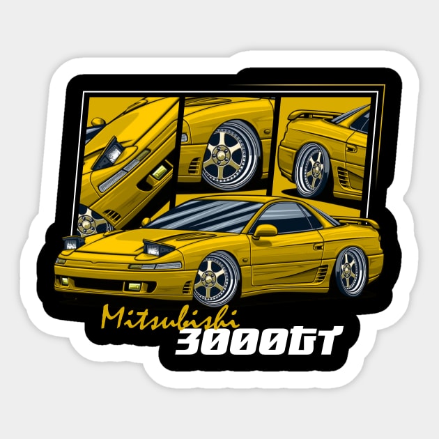 Mitsubishi 3000GT, JDM Car Yellow - Mitsubishi 3000gt - Sticker | TeePublic