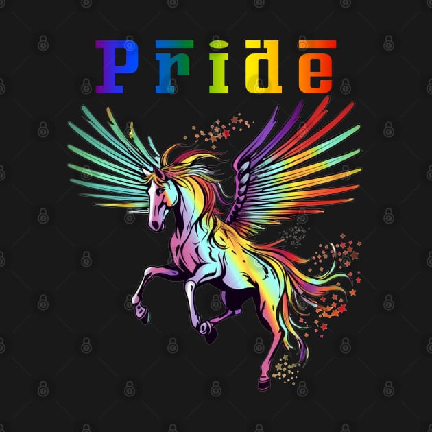 Ride with Pride Majestic Raibow Pegasus - Pride Month - T-Shirt | TeePublic