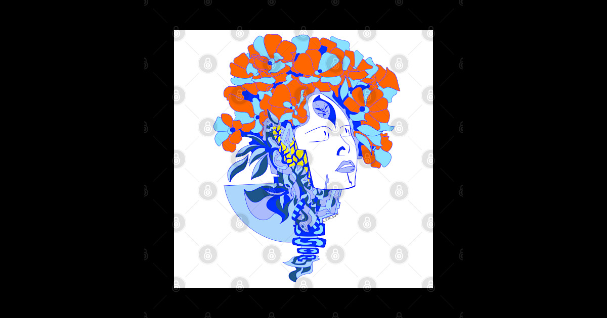 floral traveling head ecopop cryptid myth mask art design - Monster ...