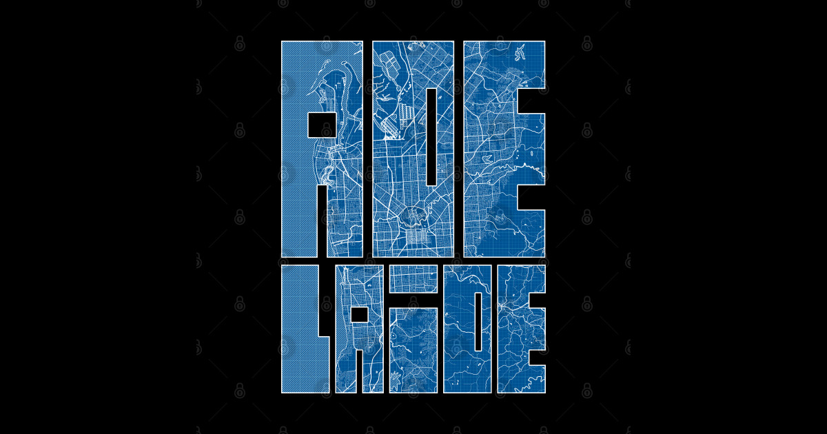 Adelaide, Australia Map Typography - Blueprint - Adelaide - Sticker ...