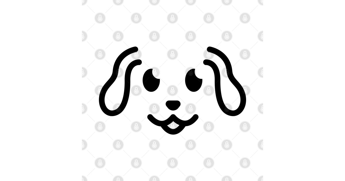 Woof! - Cute Dog Face Line Art - Black - Dog Line Art - T-Shirt | TeePublic
