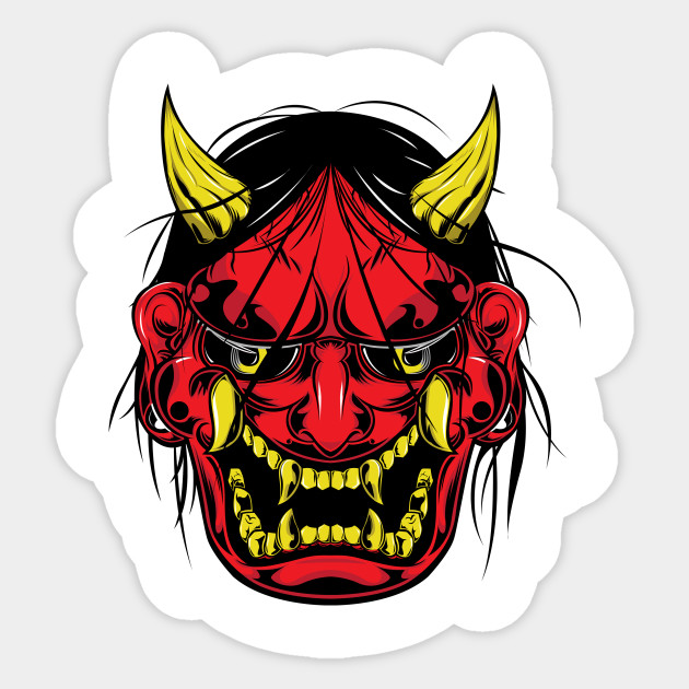 Demon Mask - Japanese Mask - Sticker | TeePublic
