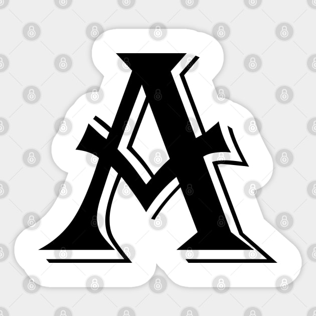 Black letter A in vintage style - Letter A - Sticker | TeePublic