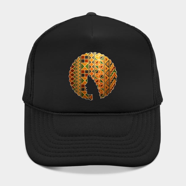 Afro Hair Woman with African Pattern, Black History - Afro - Hat ...