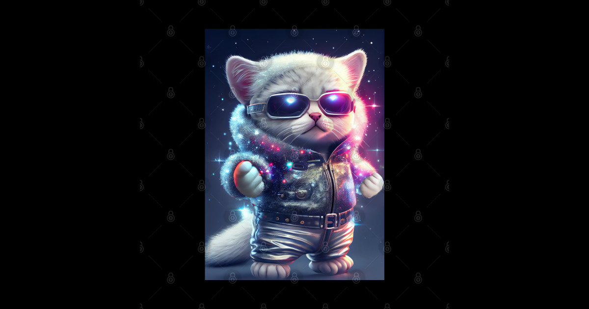 Cute Cosmic Cat - Anime Art design - Cute Cat - Sticker | TeePublic