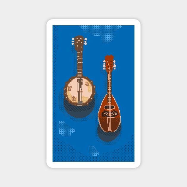 Mandolin & Banjo (pixel art) - Musical Instrument - Magnet | TeePublic